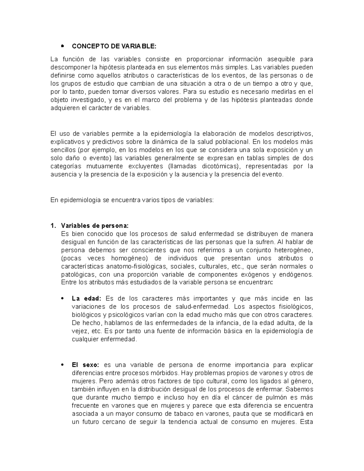 Conceptos Epidemiologia - CONCEPTO DE VARIABLE: La función de las ...