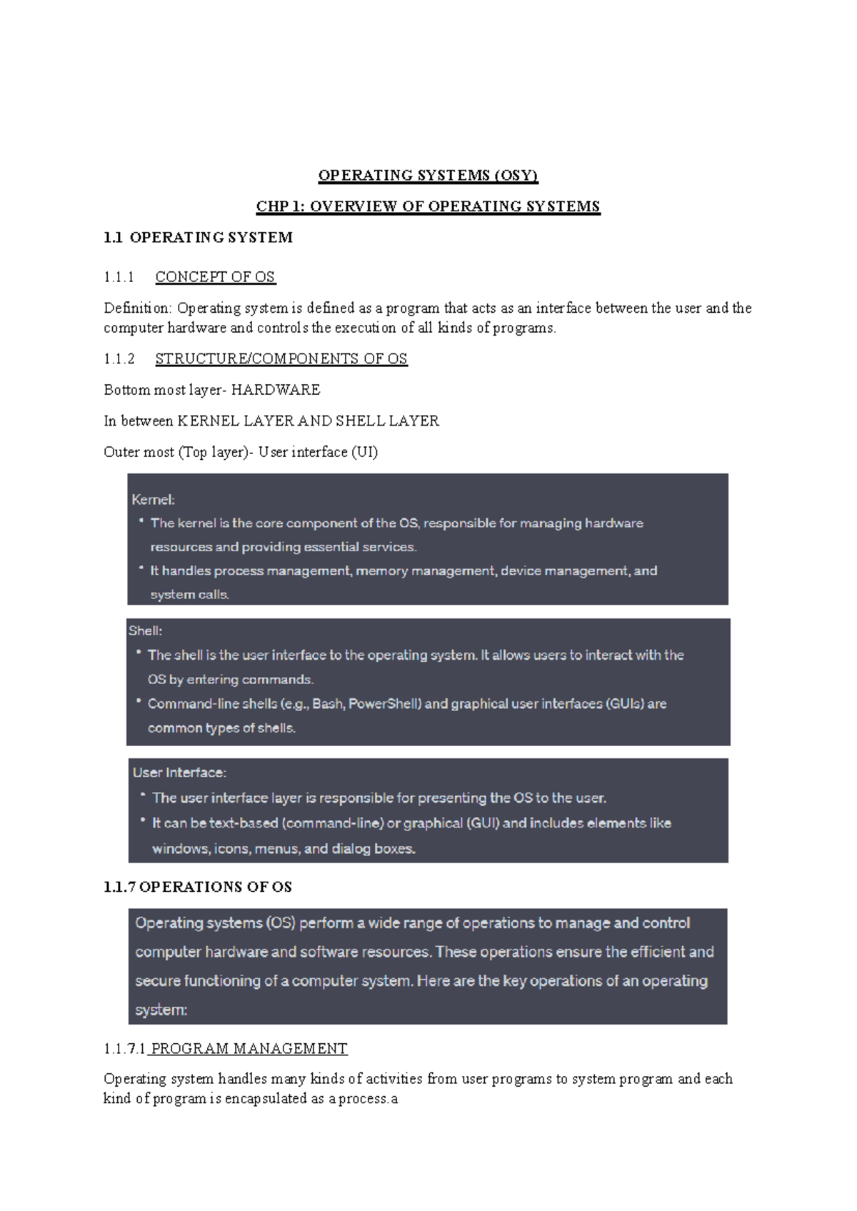 OSY Notes - OPERATING SYSTEMS (OSY) CHP 1: OVERVIEW OF OPERATING ...