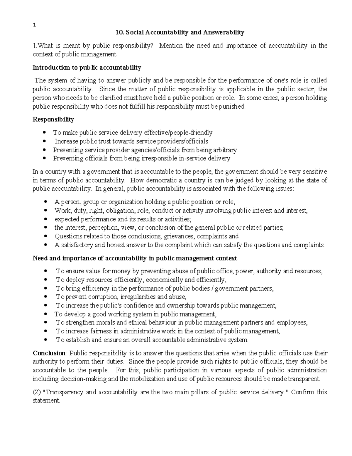 Social Accountability and Answerability - Introduction to public ...