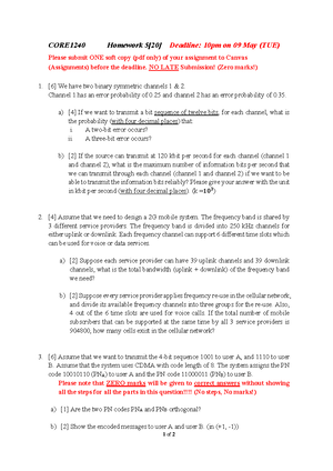 Homework 3 - Spring 2023 - CORE1240 Homework 3 [20] Deadline: 10pm on ...