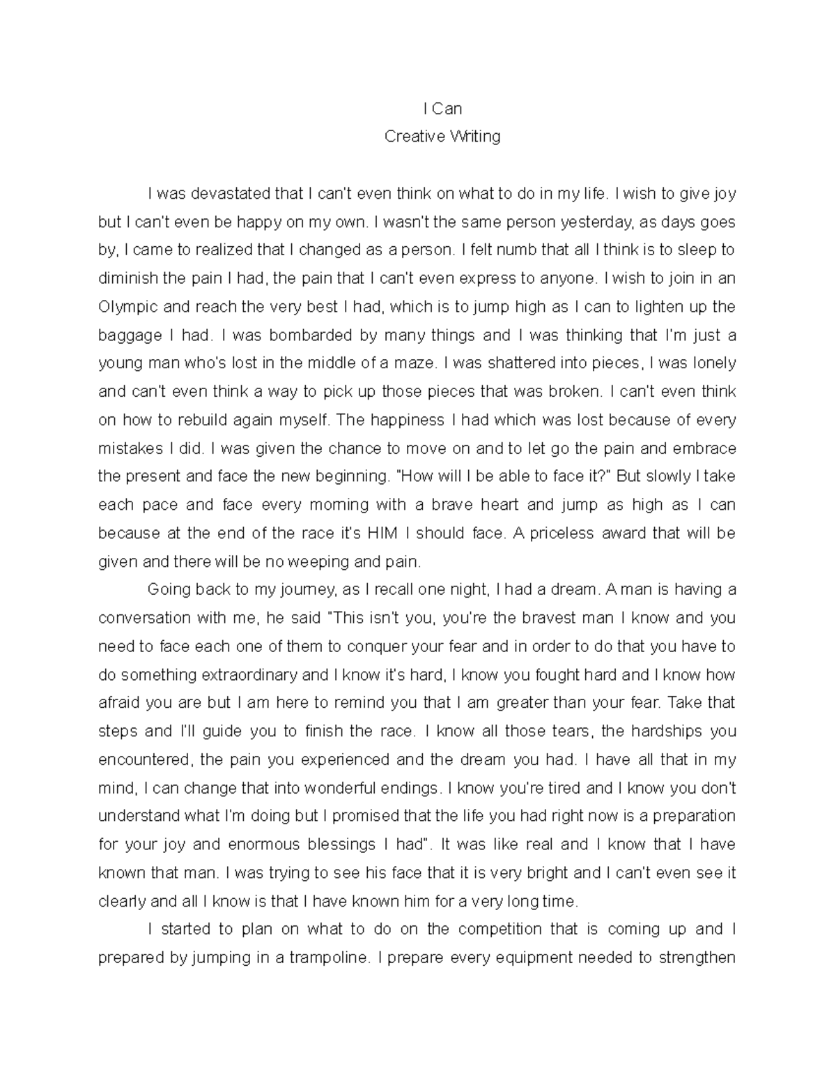 I CAN DO EVERYTHING THROUGH HIM Creative Writing - I Can Creative ...