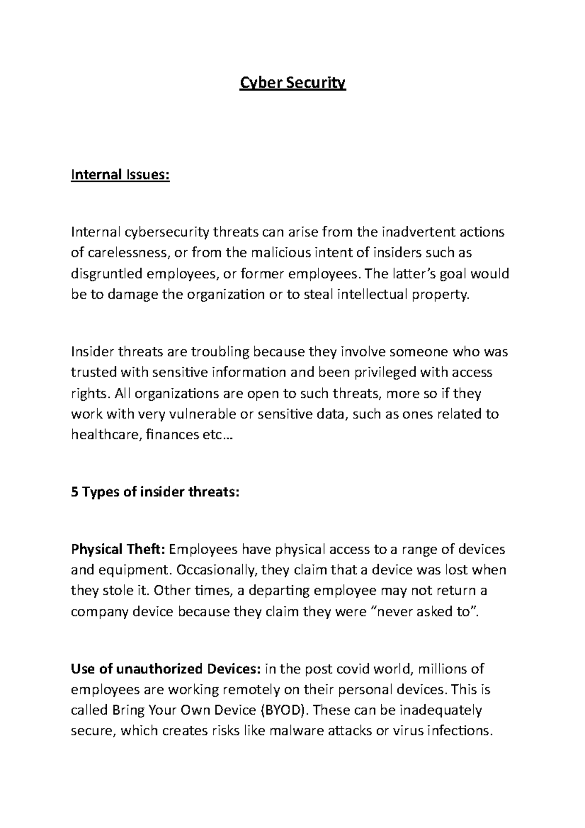 Cyber Security - Cyber Security Internal Issues: Internal cybersecurity ...