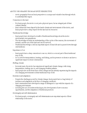 Arctic Geography FROM AN Inuit Perspective Notes - ARCTIC GEOGRAPHY ...