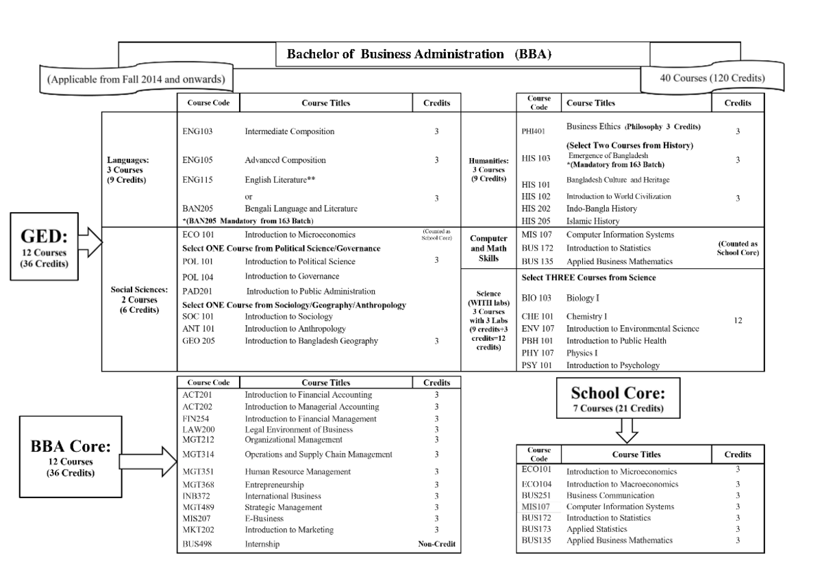 Curriculum BBA Program Dept of Management - Bachelor of Business ...