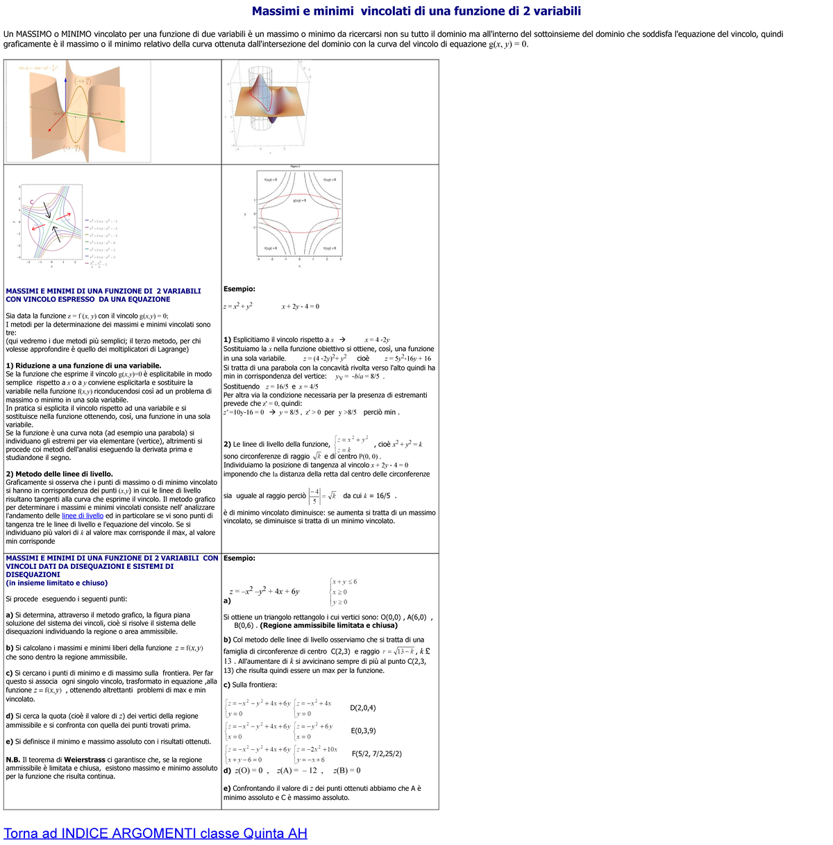 Massimi E Minimi Vincolati DI Funzioni A DUE Variabili (metodo per calcolarli) - Massimi e ...
