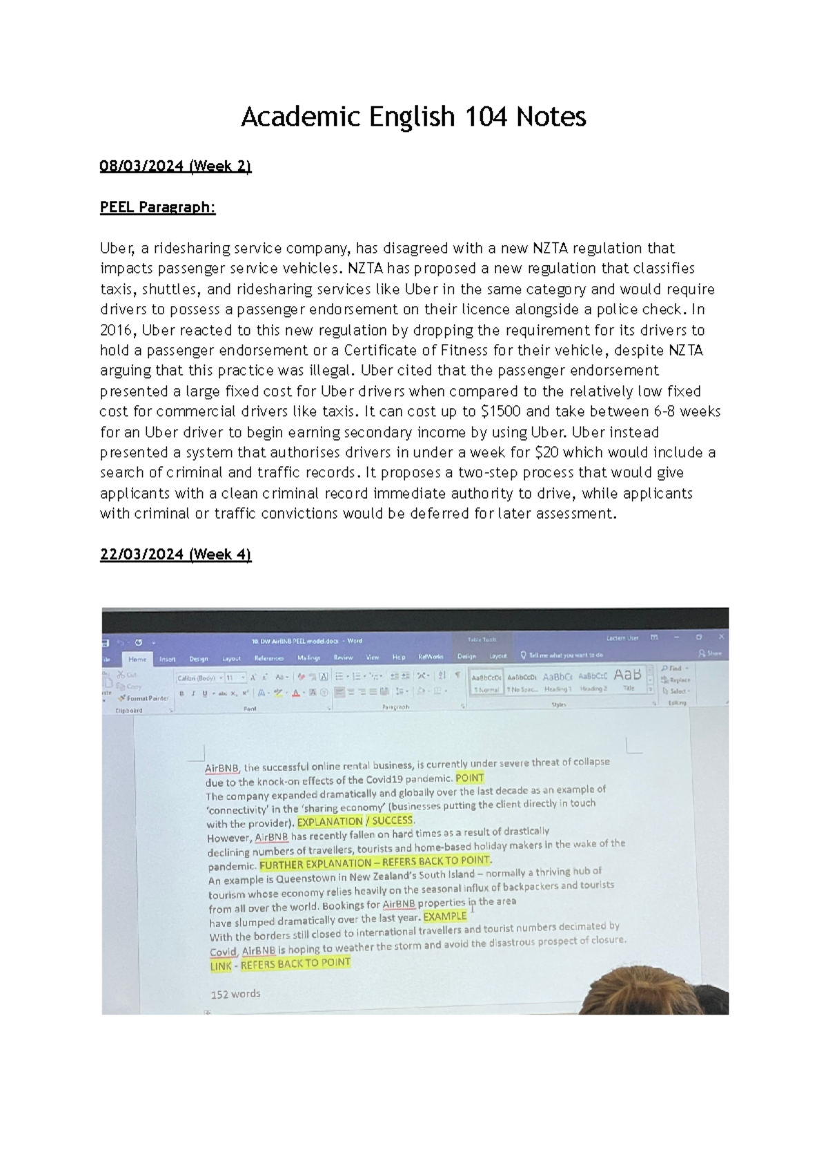 Acadeng 104 Notes - Academic English 104 Notes 08/03/2024 (Week 2) PEEL ...