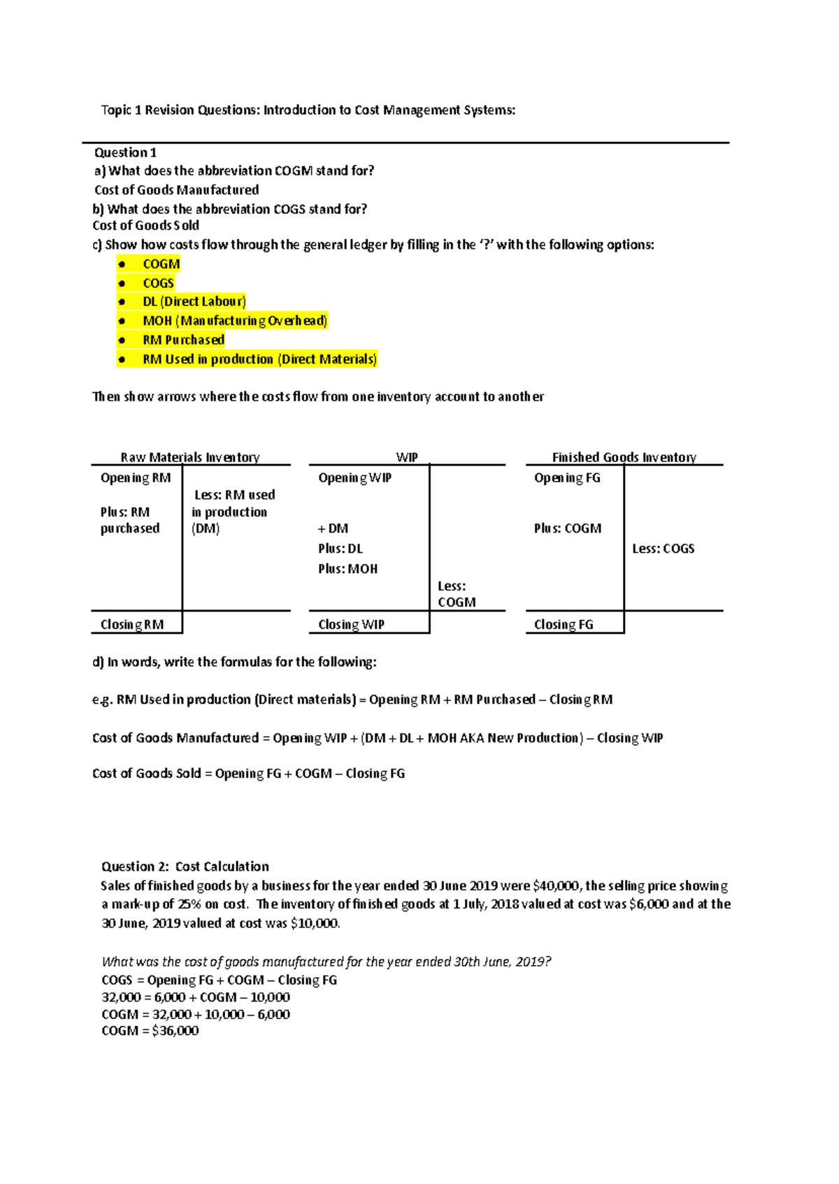 01. Revision Questions Intro to CMS - Topic 1 Revision Questions ...