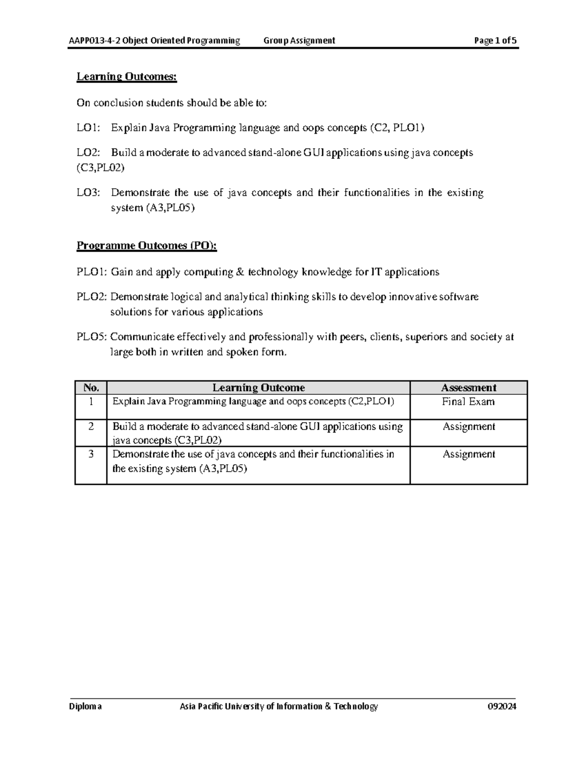 Assignment (AAPP013-4-2-OOP) - - Studocu