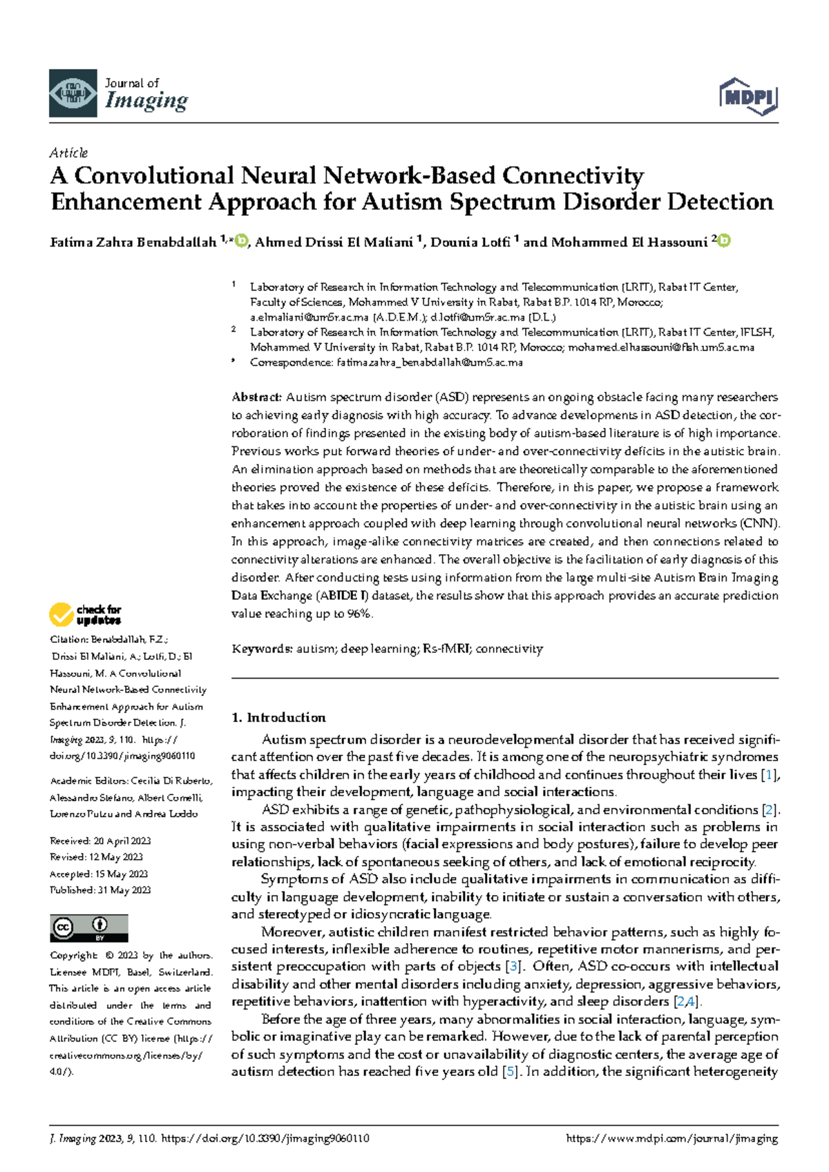 A Convolutional Neural Network-Based Connectivity Enhancement Approach for Autism Spectrum ...