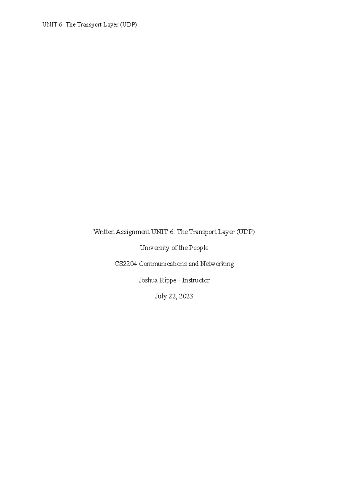 Written Assigments - Unit 6 - Def2 - CS 2204 - UoPeople - Studocu