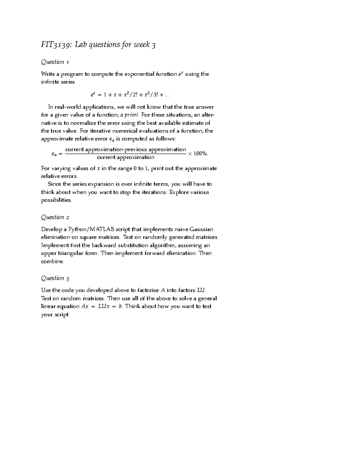 FIT3139 Laboratory Week 3 - FIT 3139 : Lab questions for week 3 ...