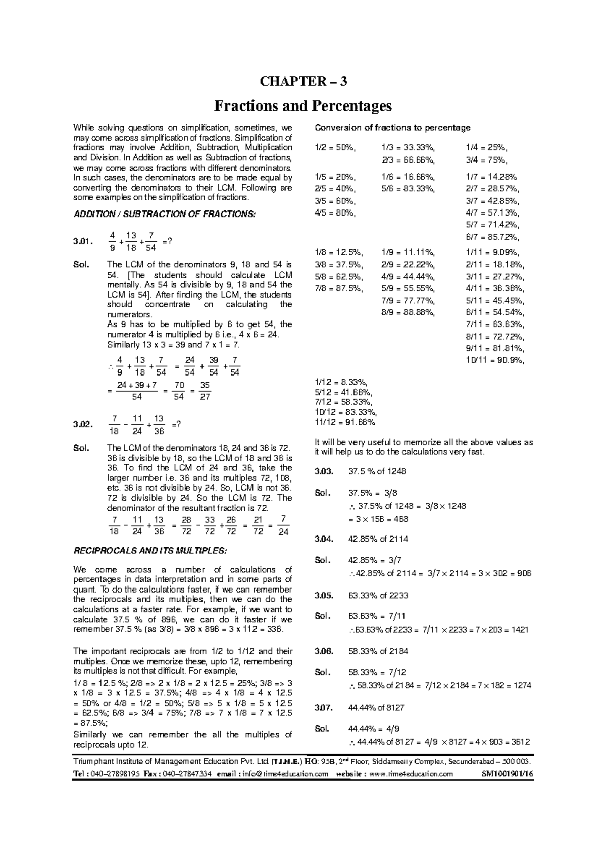 Chapter 3(Fractionsand Percentages) - Triumphant Institute of ...