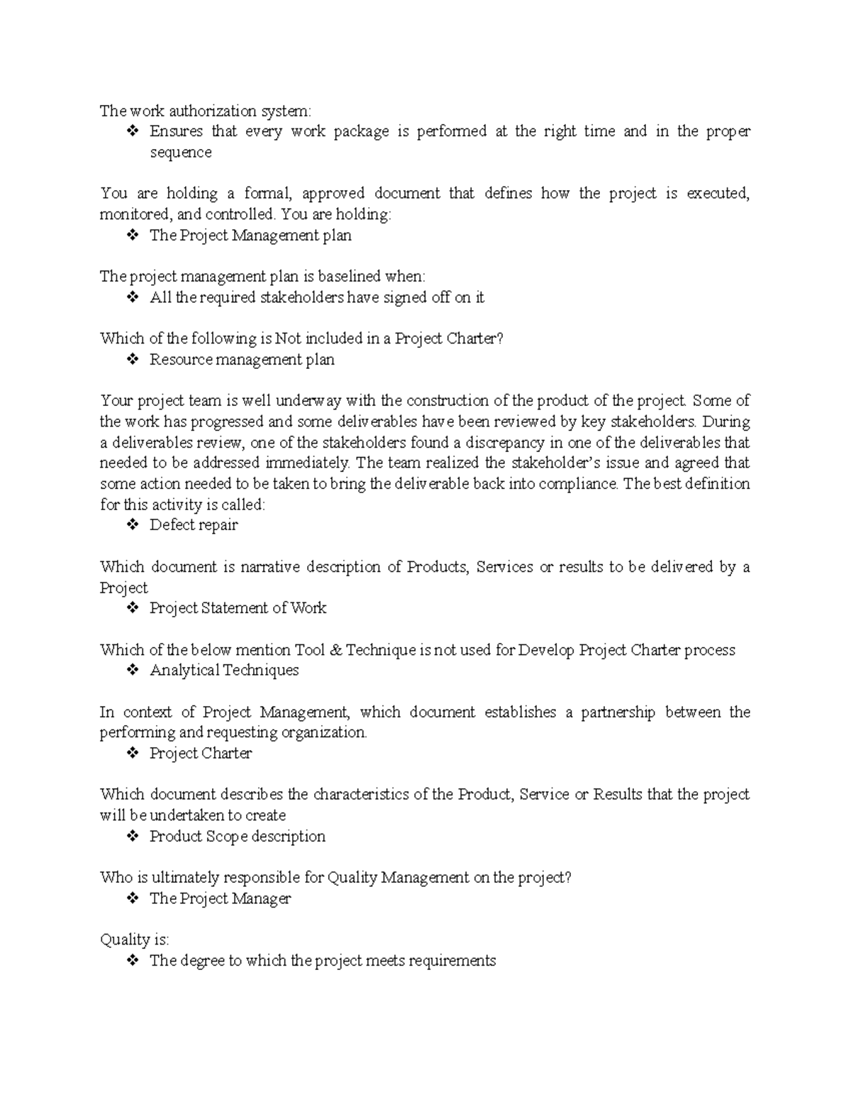 Project Management Plan - The work authorization system: Ensures that ...