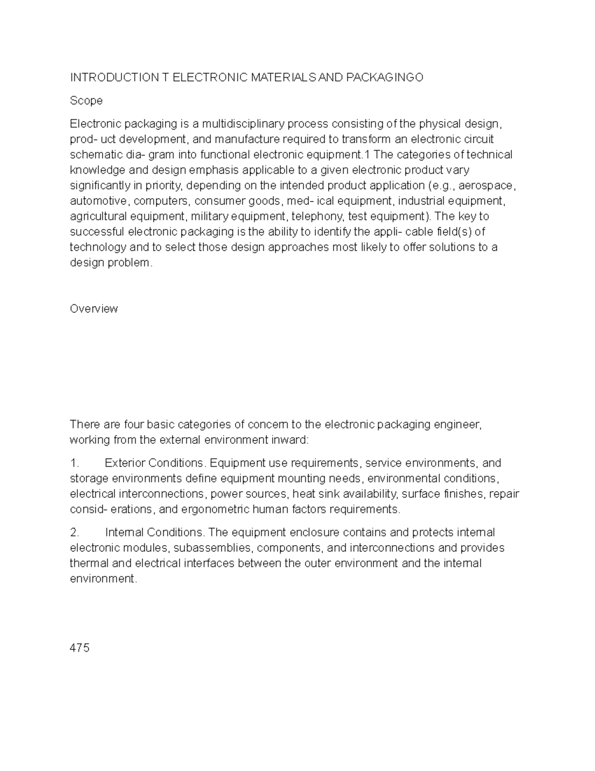 Introduction T Electronic Materials AND Packagingo - INTRODUCTION T ...