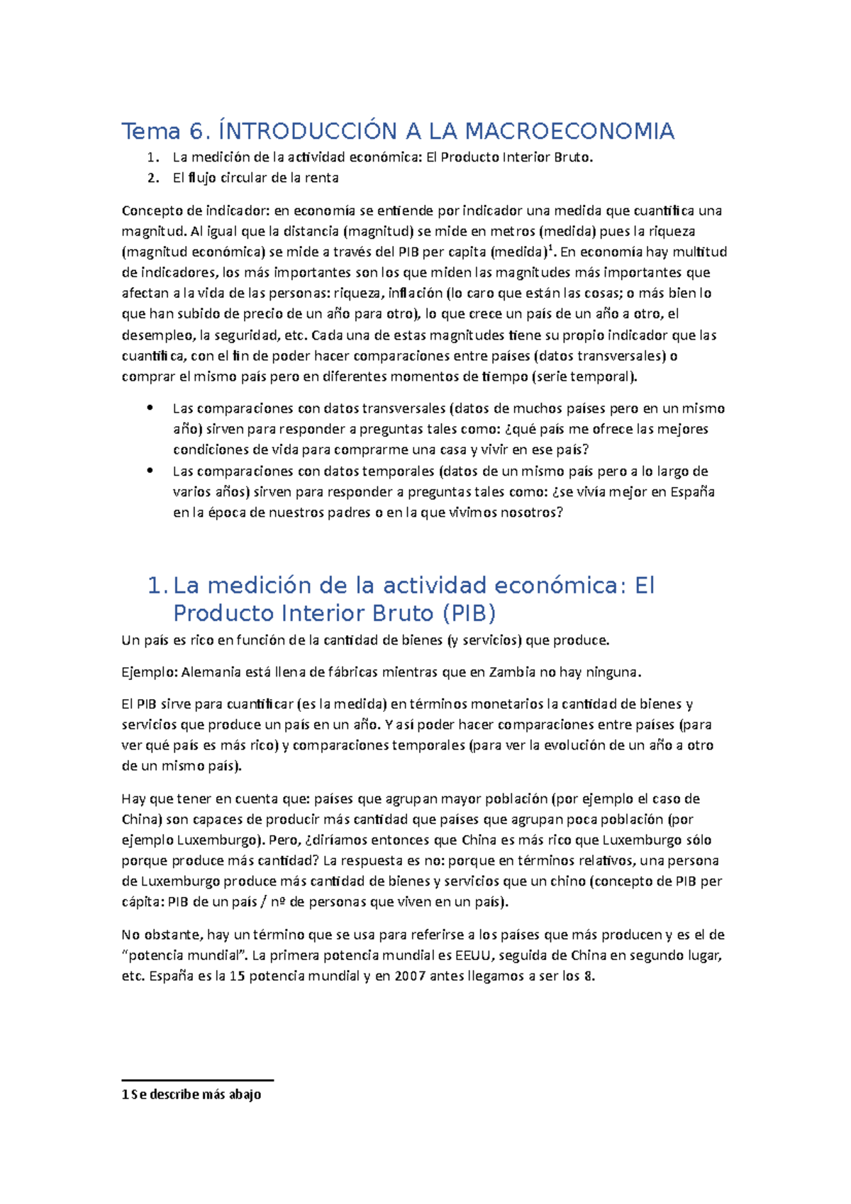 1. El cálculo del PIB - calculo del PIB - Tema 6. ÍNTRODUCCIÓN A LA MACROECONOMIA La medición de ...