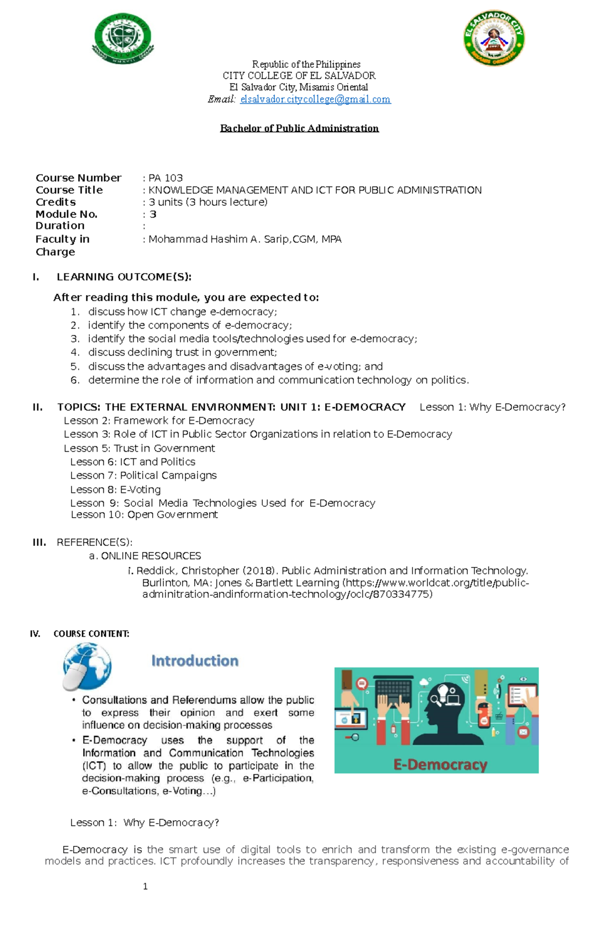 Module 2 UNIT 1 WEEK 34 - KNOWLEDGE MANAGEMENT AND ICT FOR PUBLIC ...