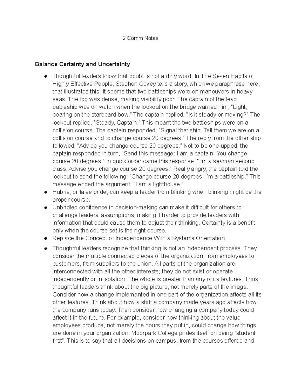 2 Comm Notes - 2 Comm Notes Balance Certainty and Uncertainty ...
