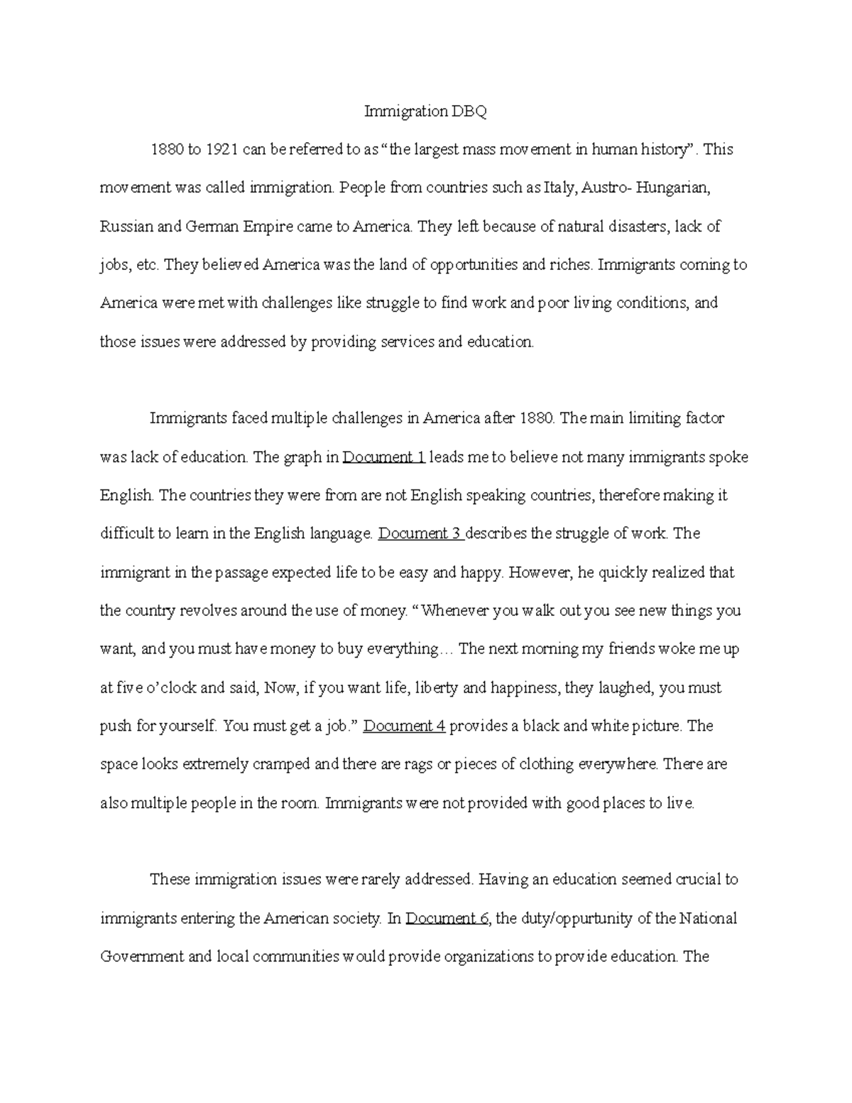 Immigration DBQ - Studocu
