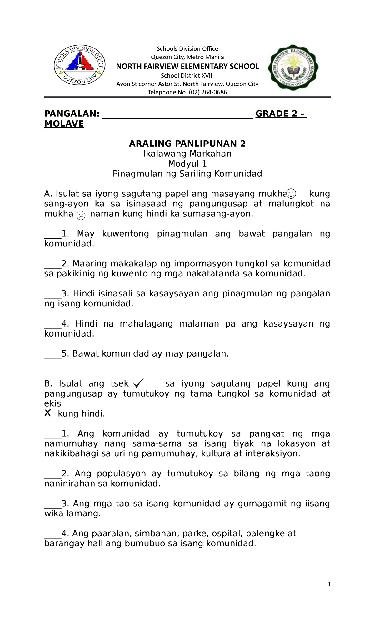 Q2-WEEK 1- Activity- Sheets- Grade-2 - Schools Division Office Quezon ...