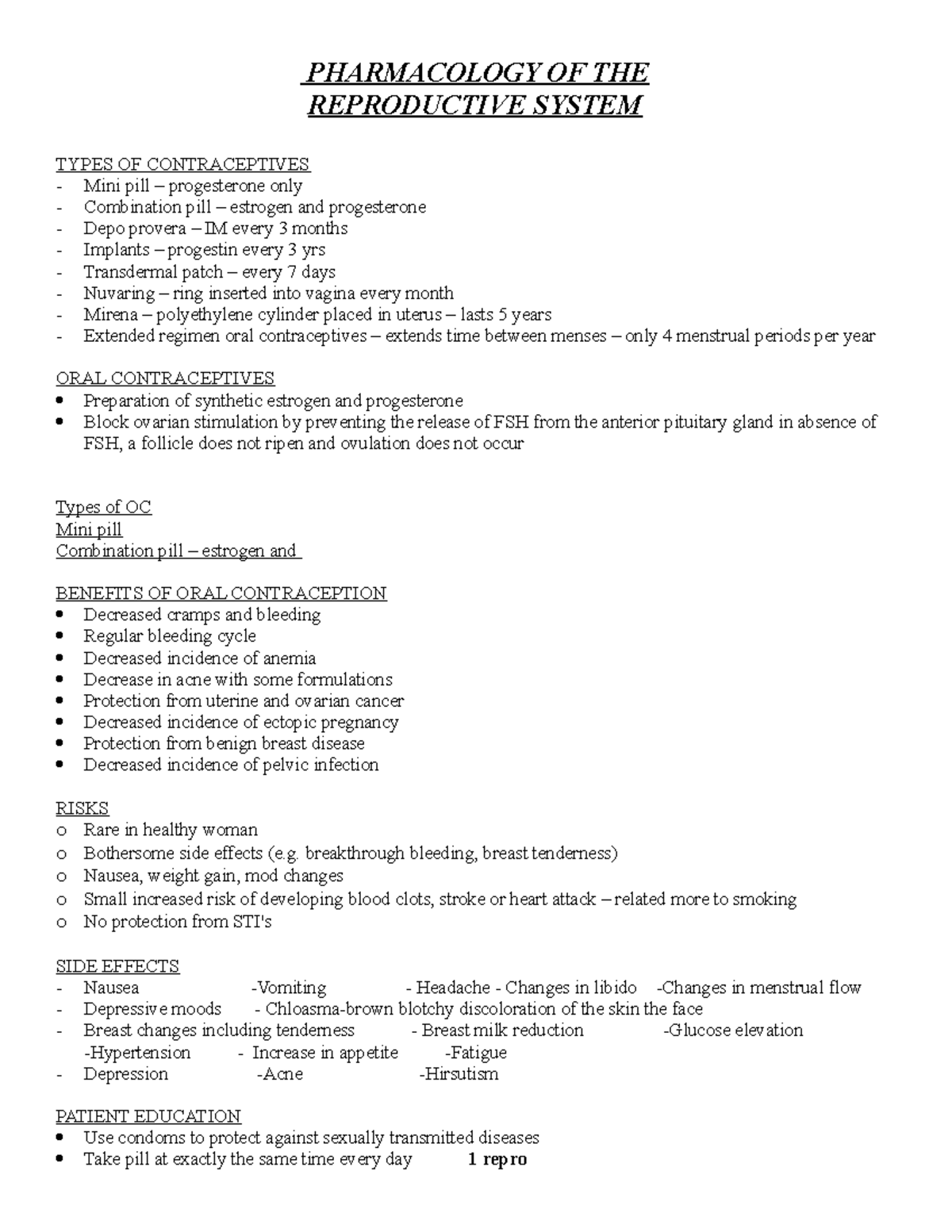 7 Pharmacology Of Reproductive System No1 PHARMACOLOGY OF THE 7 Pharmacology Of Reproductive System No1 PHARMACOLOGY OF THE