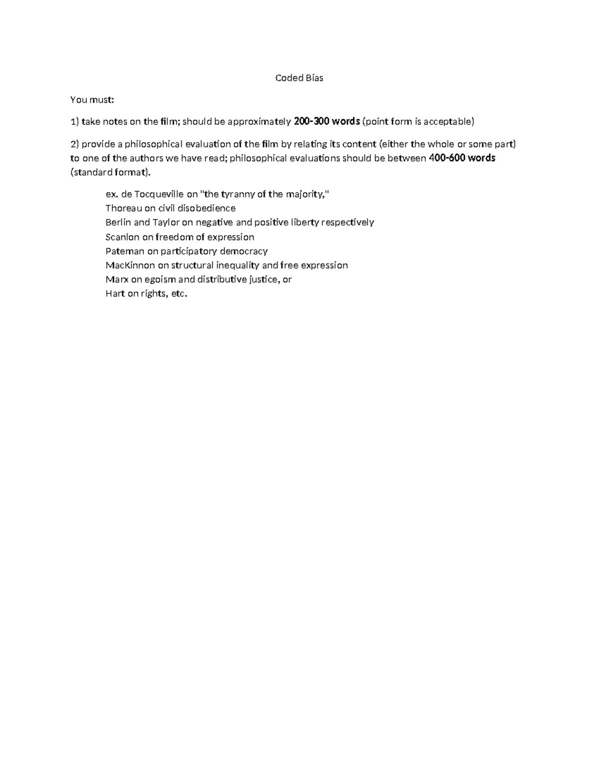 Coded Bias: Film Notes and Philosophical Evaluation (200-600 words ...