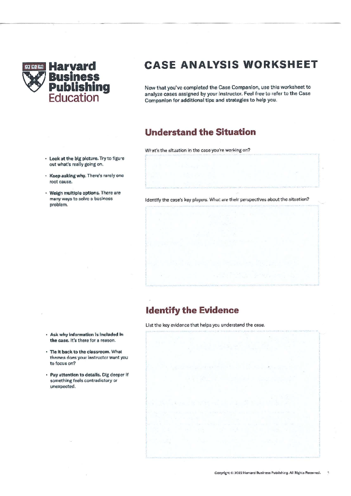 F - anLISAS LAS F - Harvard CASE ANALYSIS WORKSHEET Business Publishing ...