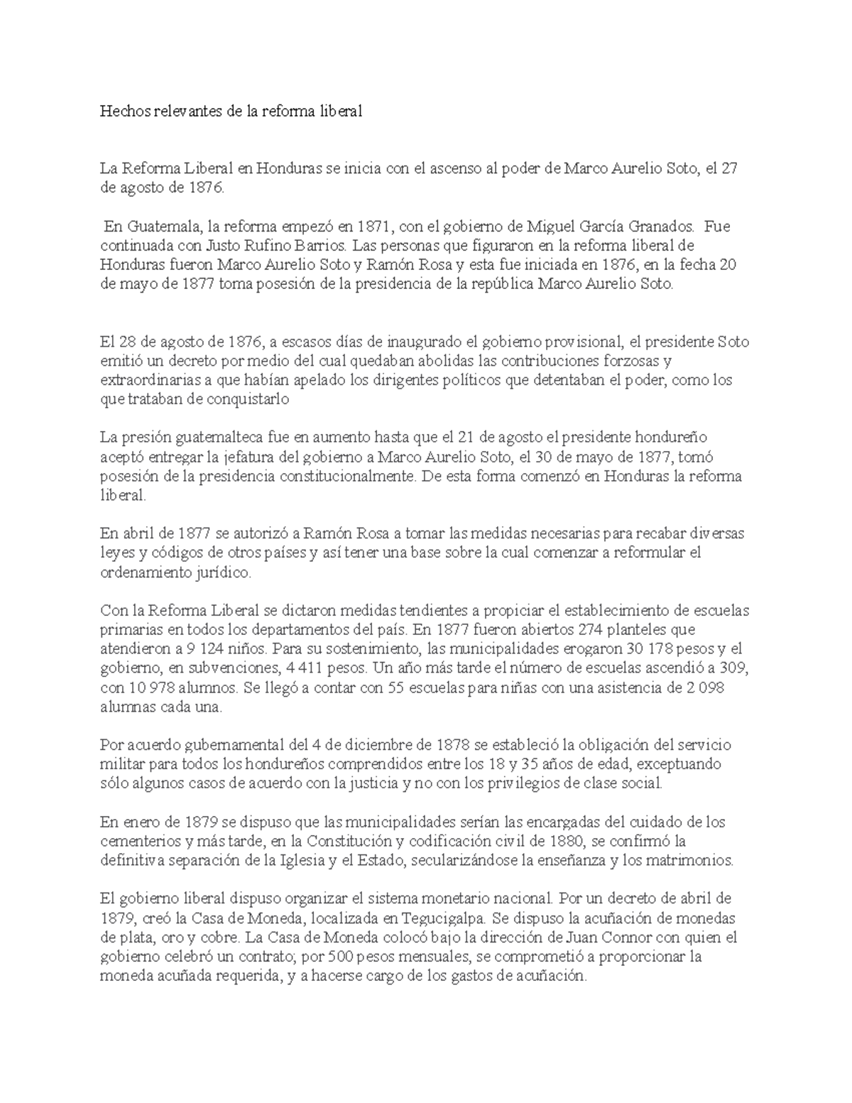 Hechos relevantes de la reforma libl - En Guatemala, la reforma empezó ...