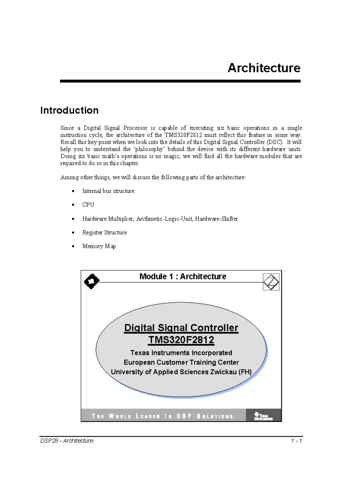 Module 01 - modulos - DSP28 - Architecture 1 - 1 Introduction Since a ...