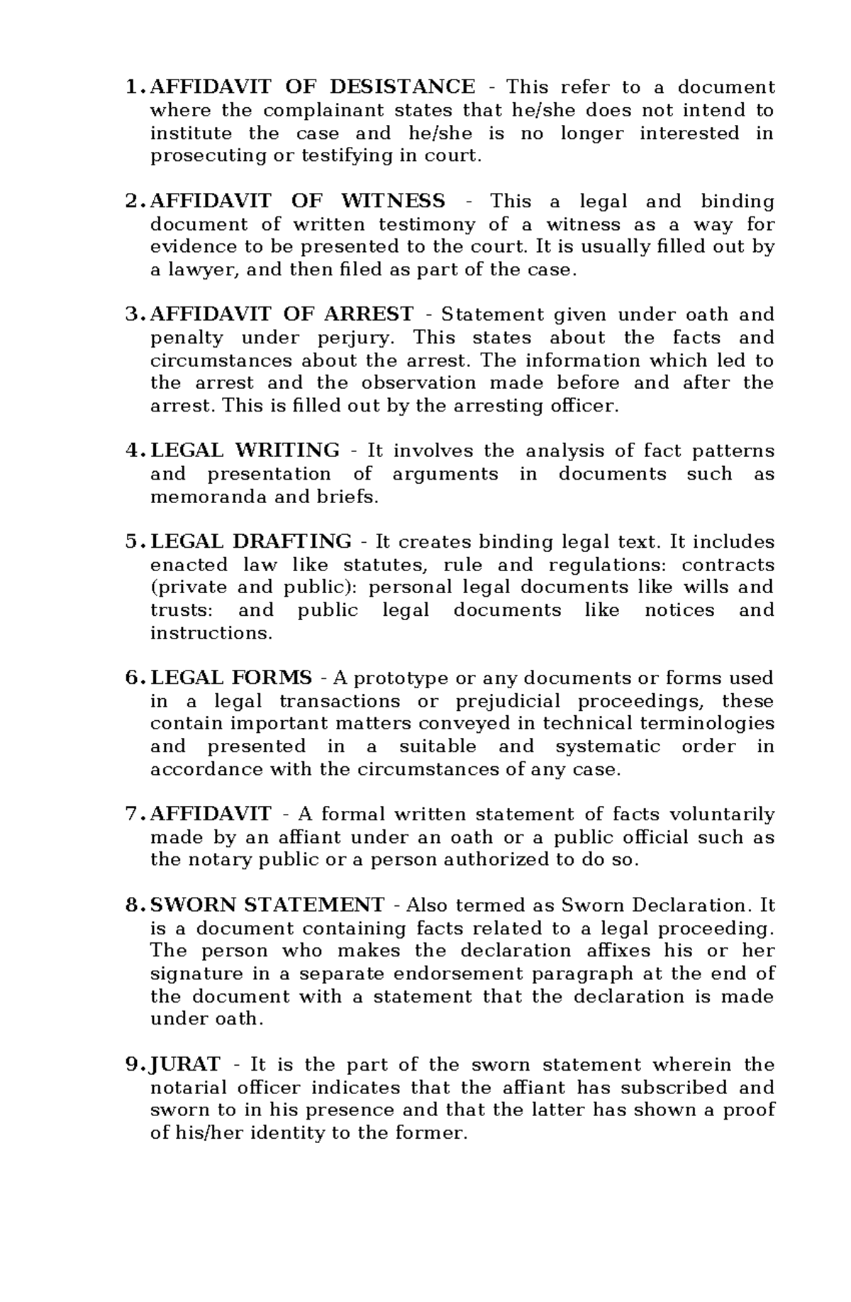 Legal-forms 2 - TECHNICAL ENGLISH 2 DOT - AFFIDAVIT OF DESISTANCE ...