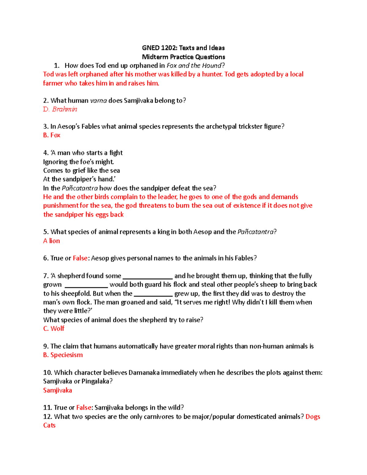 Mid term review - GNED 1202: Texts and Ideas Midterm Practice Questions ...