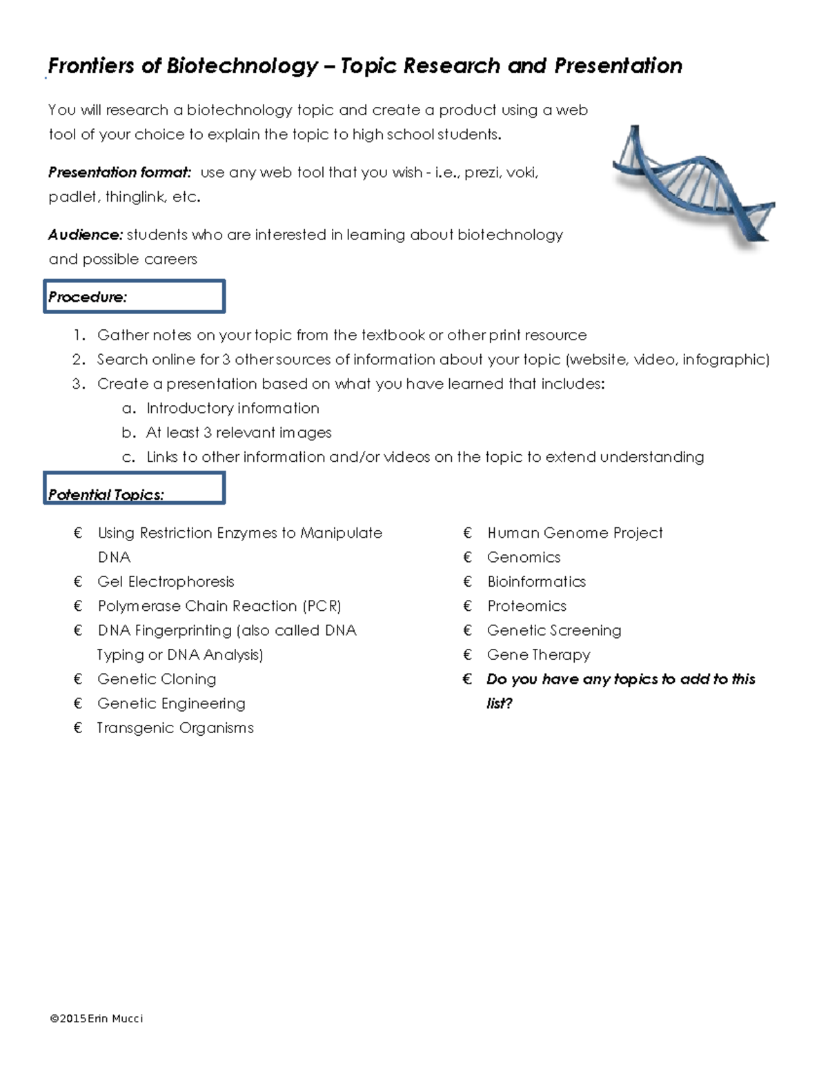 Copy of Biotechnology Research and Presentation - Frontiers of ...