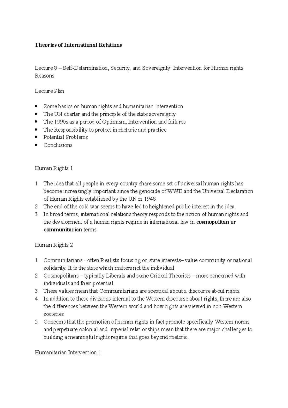 Theories of International Relations - Theories of International ...