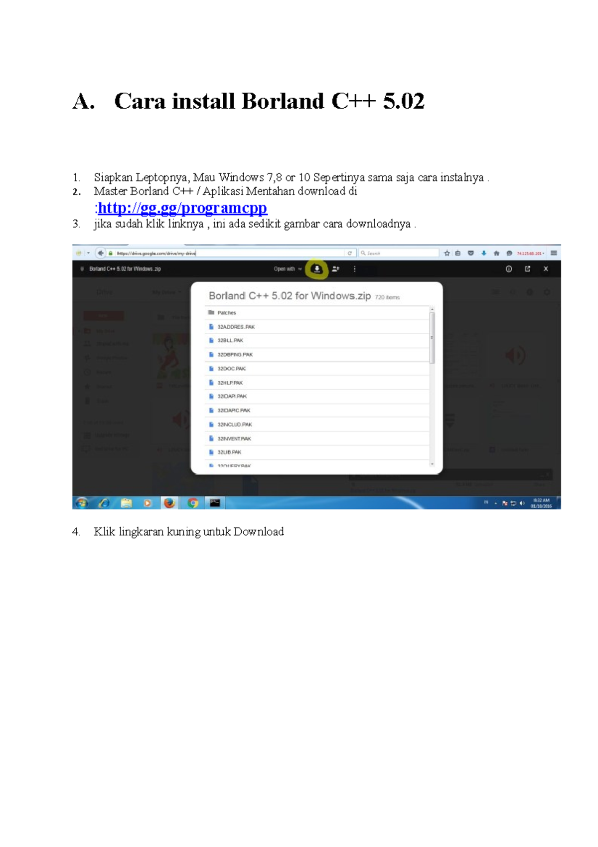 Intalasi Program CPP - A. Cara install Borland C++ 5. 1. Siapkan Leptopnya, Mau Windows 7,8 or ...