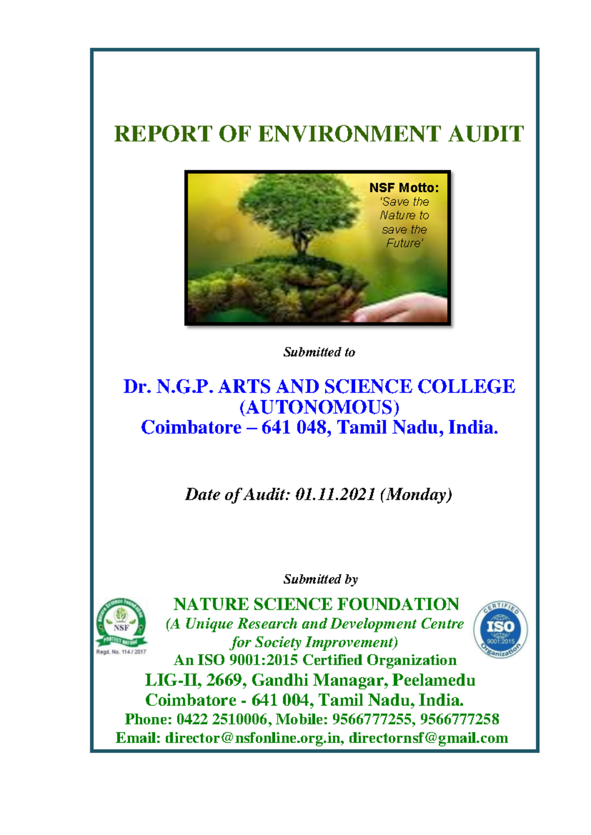 Report of Environment Audit 2021 - REPORT OF ENVIRONMENT AUDIT ...