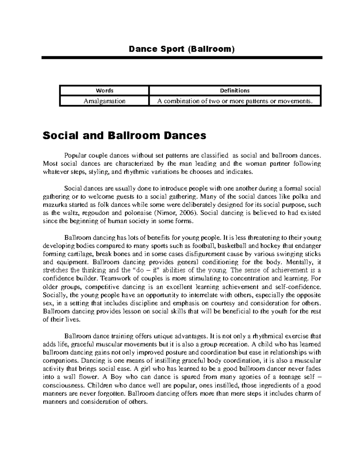 Dance Sports - Ballroom - Dance Sport (Ballroom) Words Definitions ...