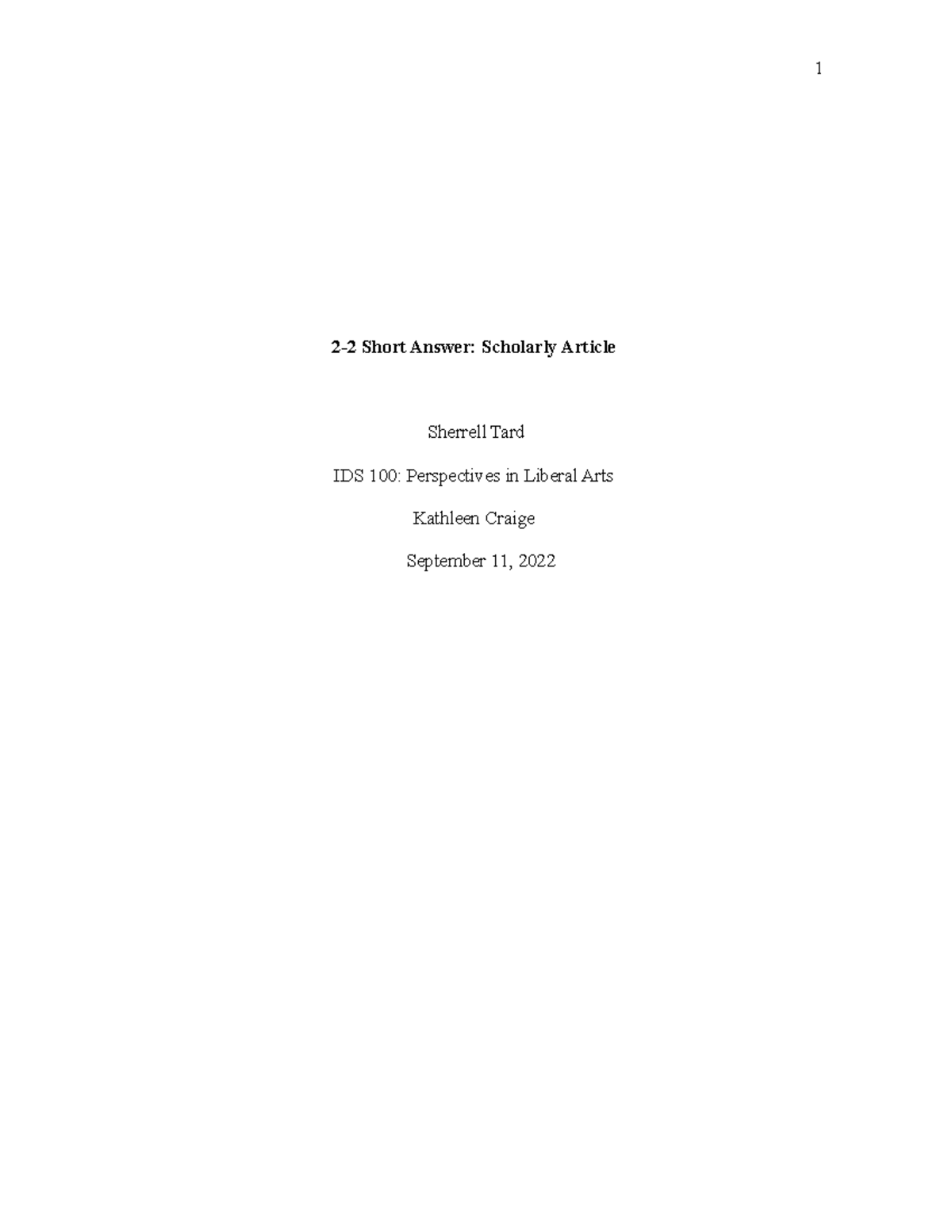 2-2 Short Answer - Scholarly Article Revised - 1 2-2 Short Answer ...