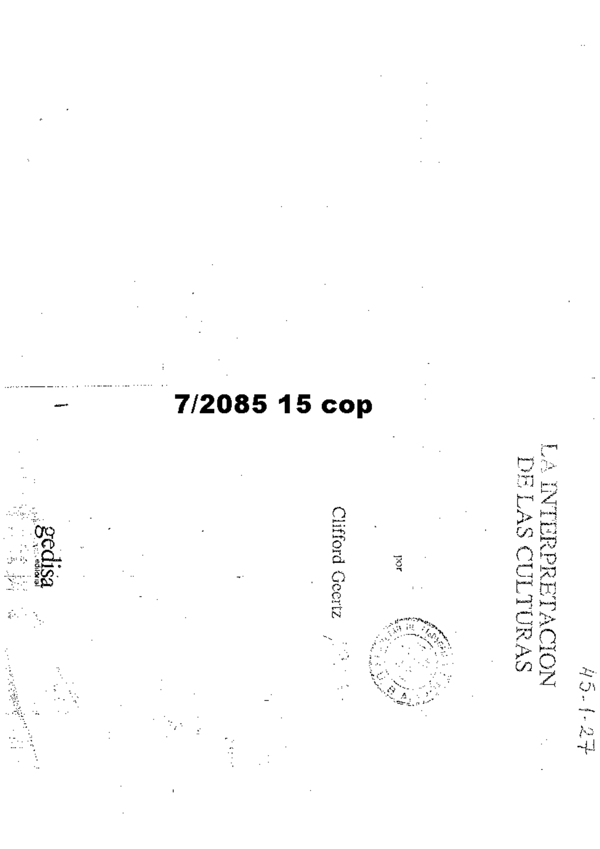 Geertz - Descripcion densa - LA INTERPRETACION DE LAS CULTURAS por ...