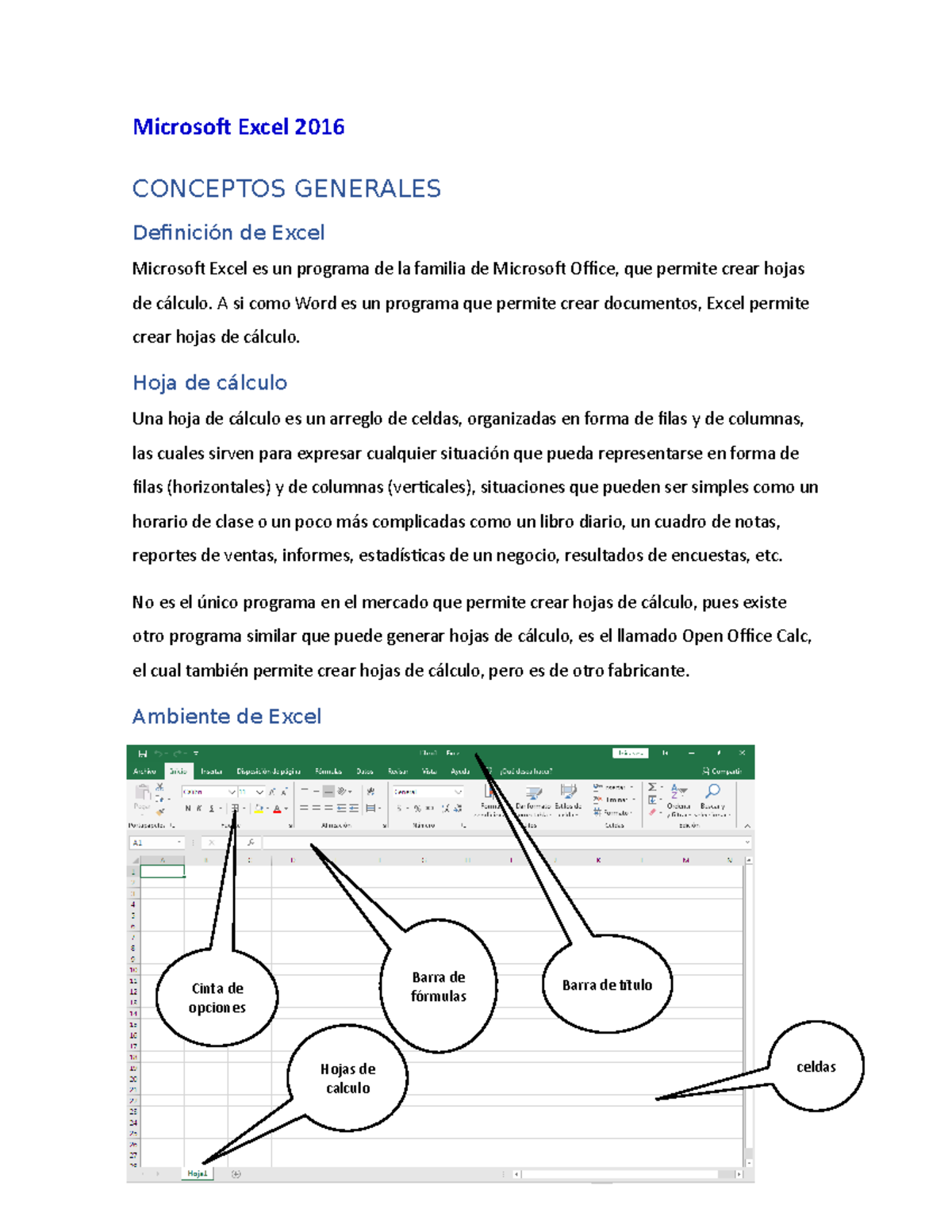 Informática Aplicada - Microsoft Excel 2016 CONCEPTOS GENERALES ...