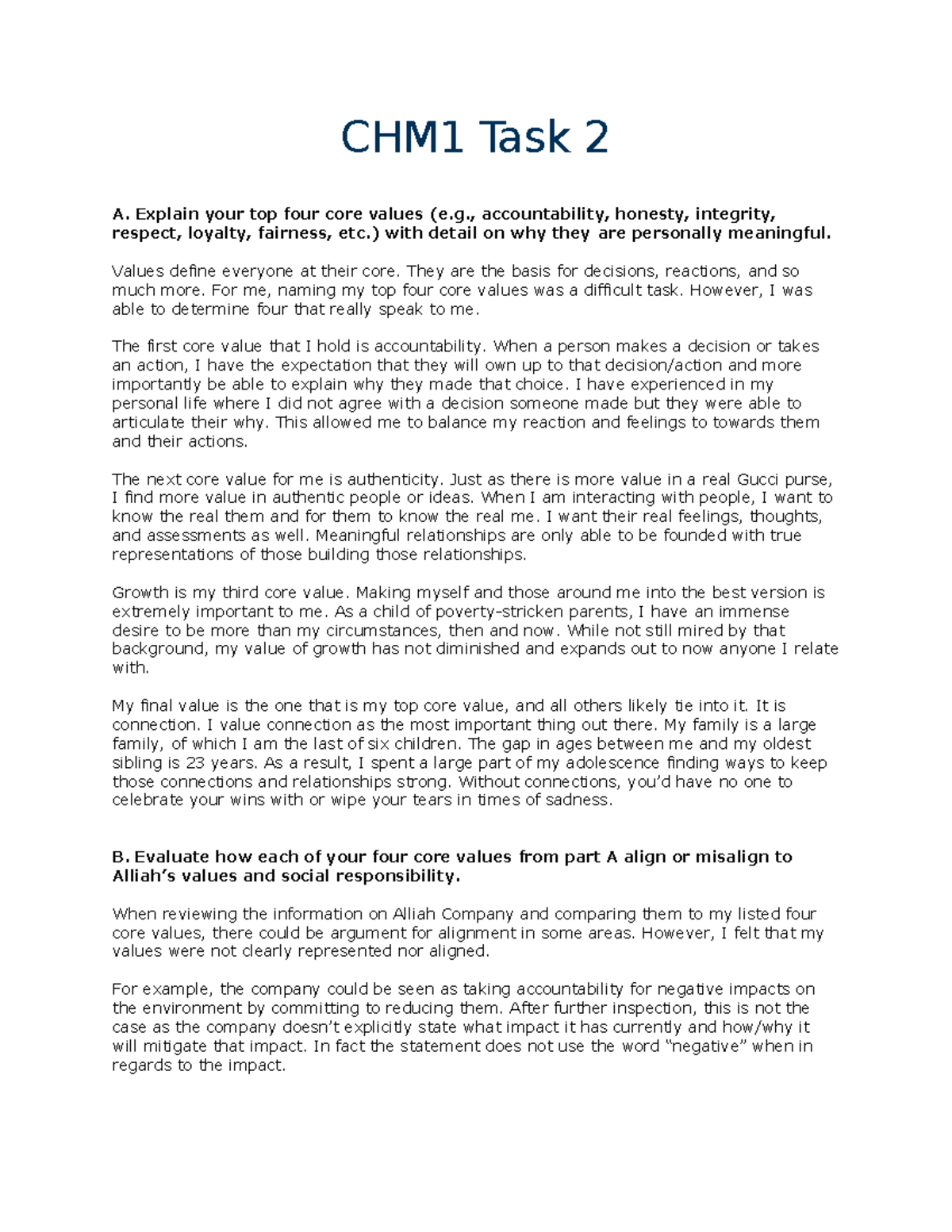 Emotional And Cultural Intelligence Task 2 - CHM1 Task 2 A. Explain ...