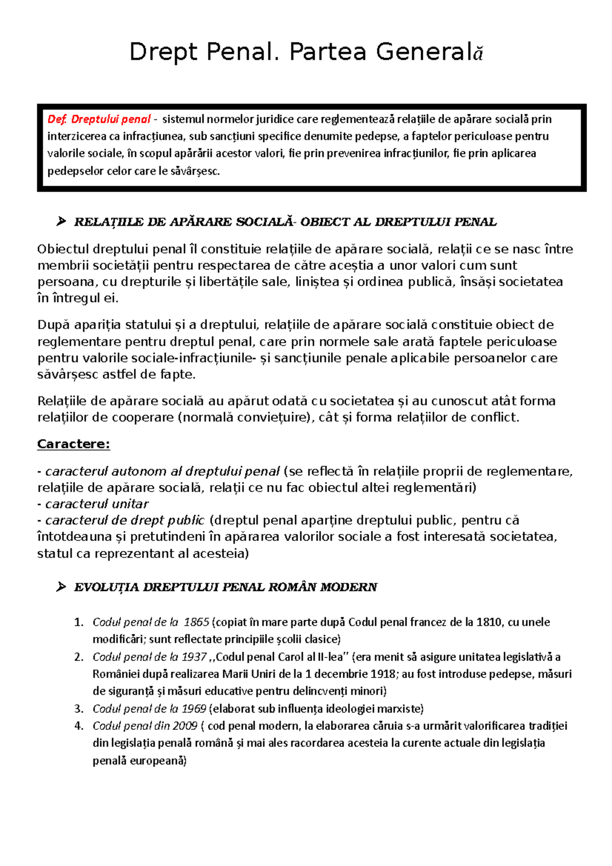 _Drept-Penal-partea generală I, notițe din cartea de Mitrache - Drept ...