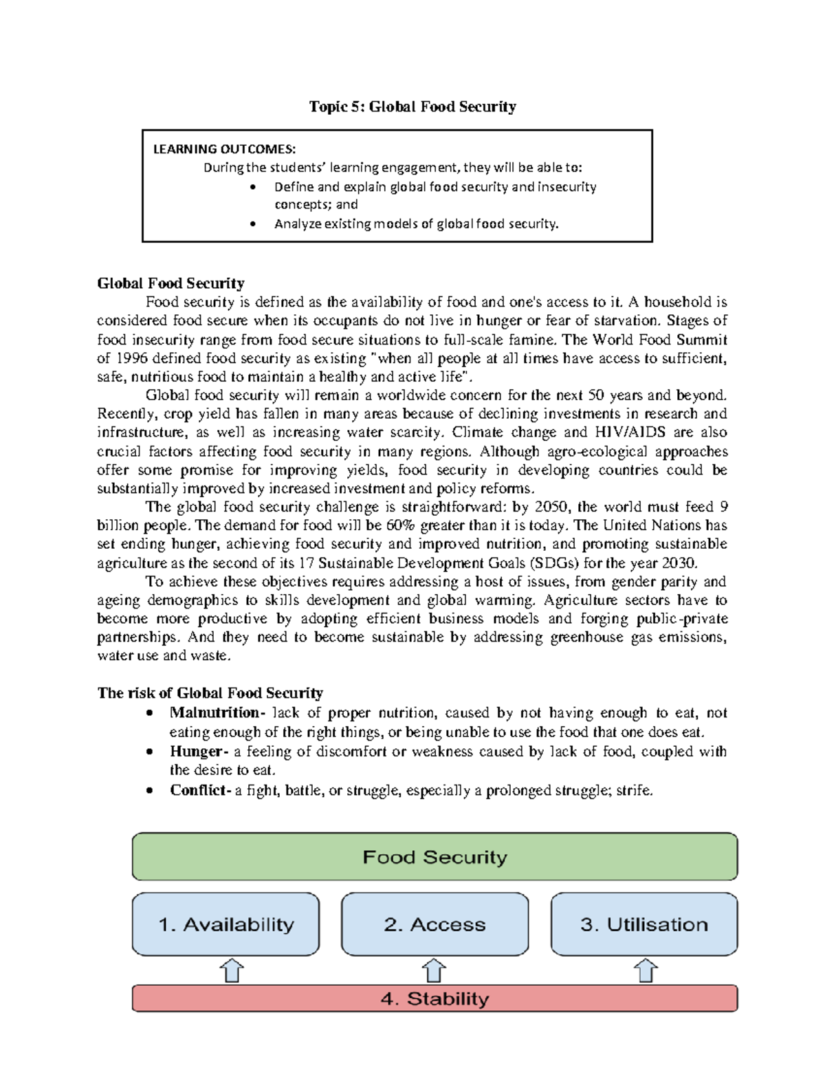 global food security - Topic 5: Global Food Security Global Food ...