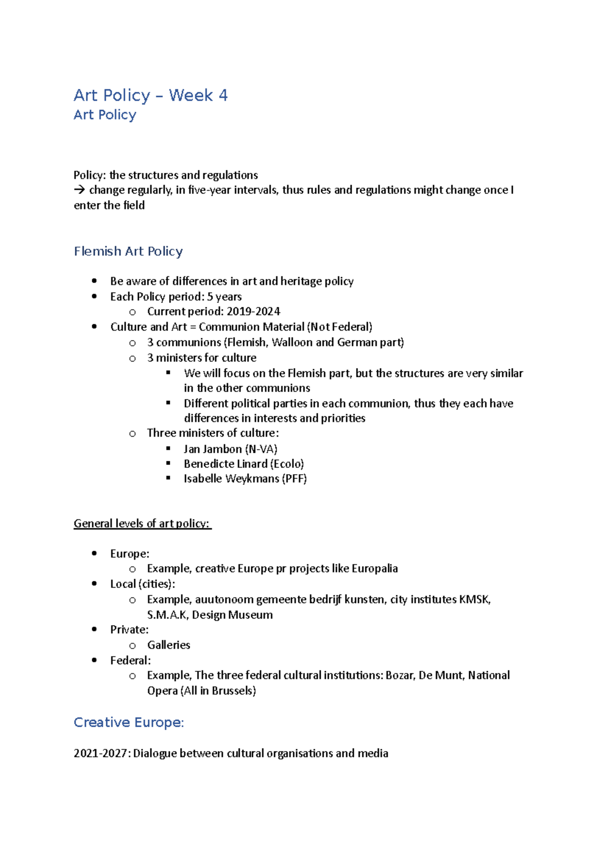 Art Policy W4 - Art Policy – Week 4 Art Policy Policy: the structures ...