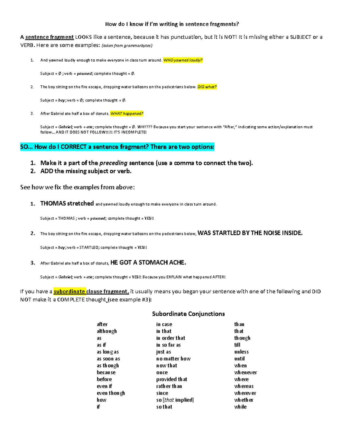 Other Fragment Rules - How do I know if I’m writing in sentence ...