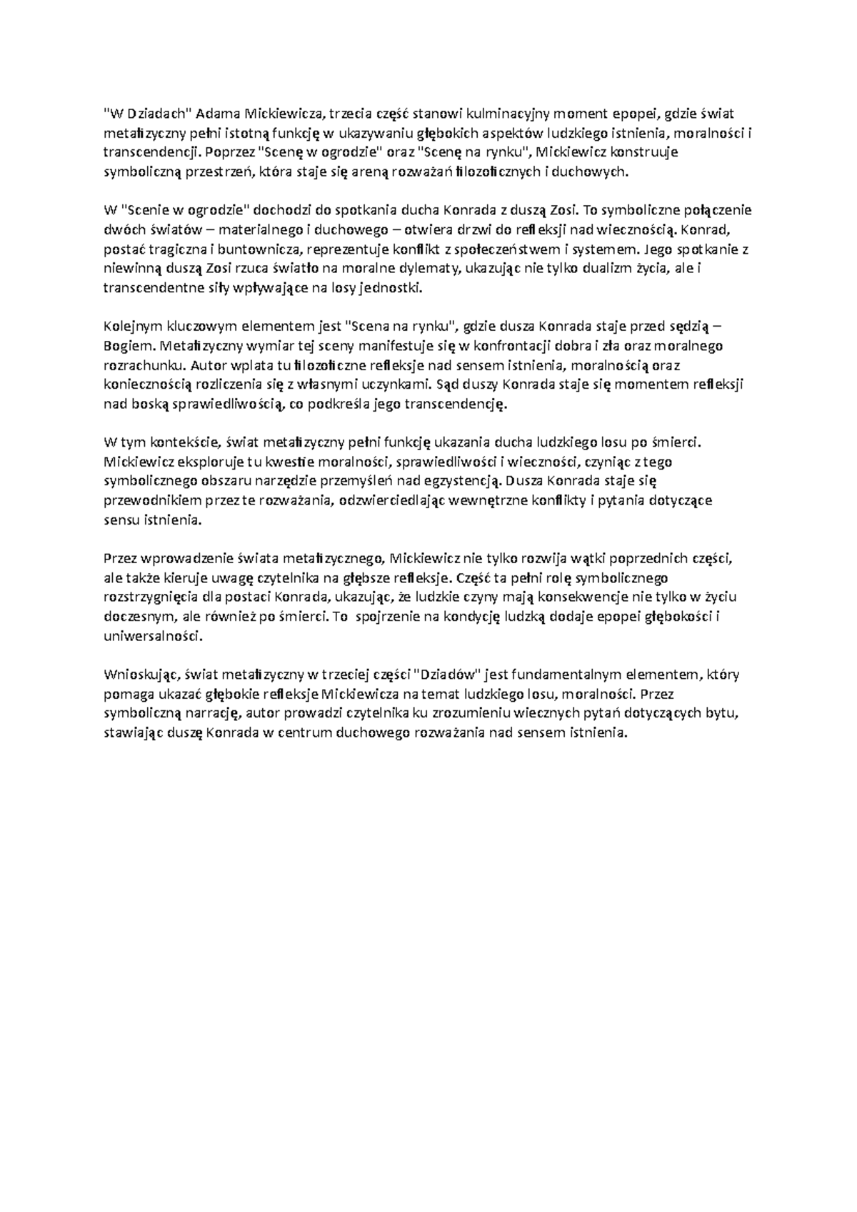 Dziady - Opracowanie lektury szkolnej - "W Dziadach" Adama Mickiewicza ...