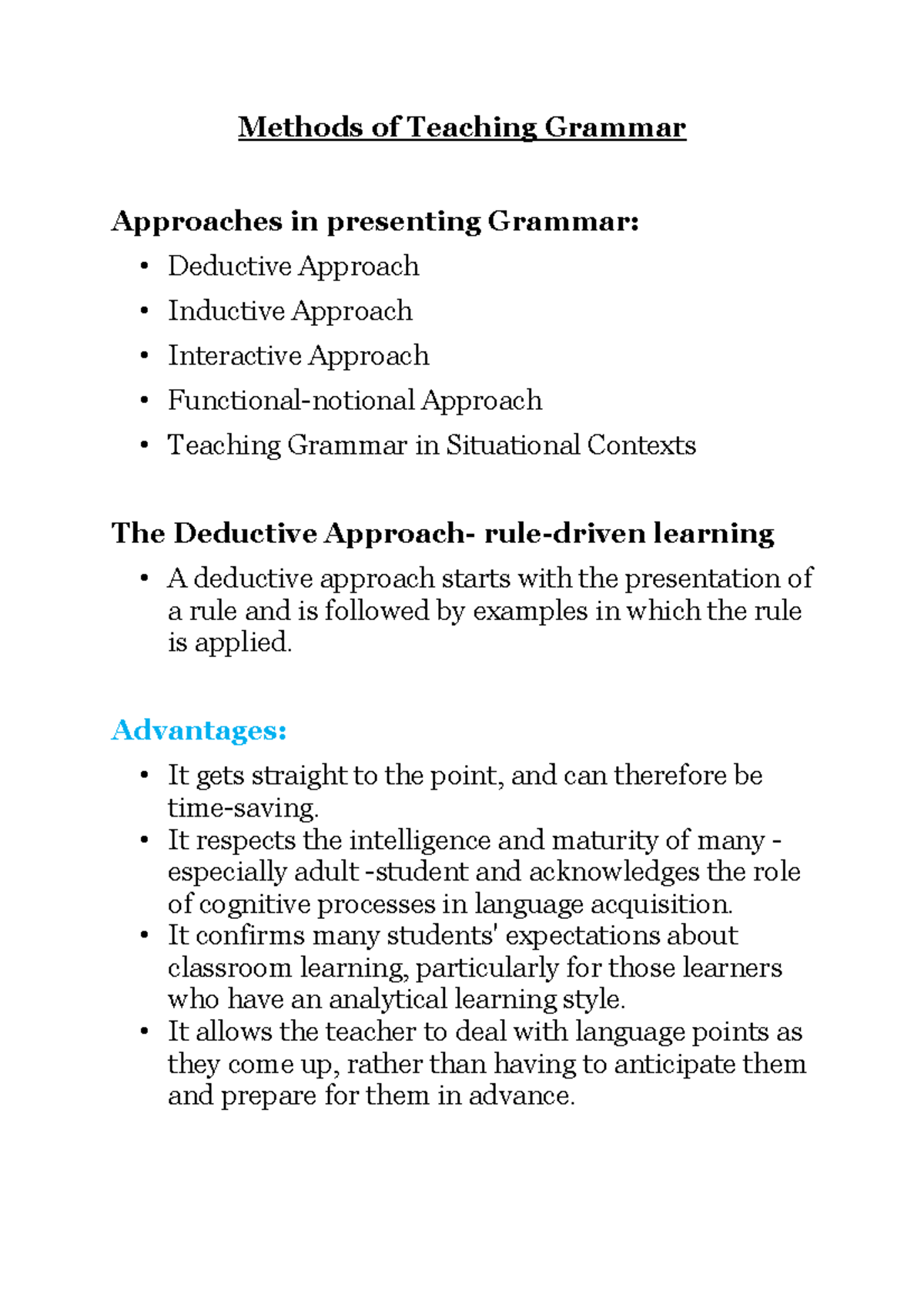 Teaching and Assessment of Grammar Methods OF Teaching Grammar teaching-and-assessment-of-grammar-methods-of-teaching-grammar