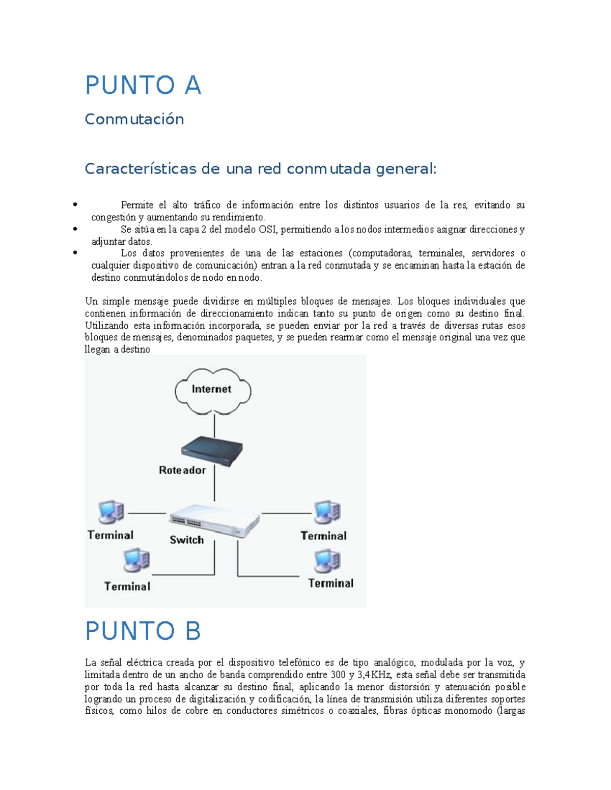 FASE 1 - APUNTES DE TELECOMUNICACIONES - PUNTO A Conmutación ...