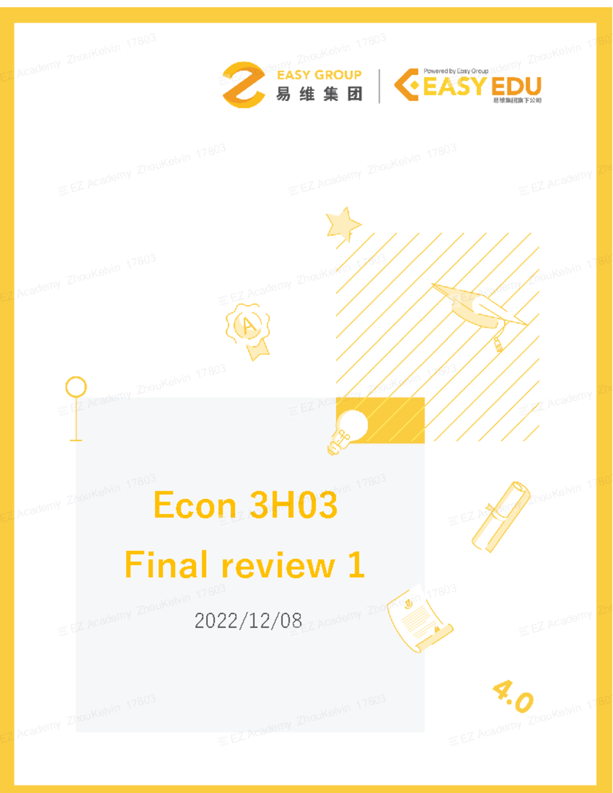 22Fall Econ 3h03 Final Review 知识点 篇 - EZ Academy Zho Chapter 2 ...