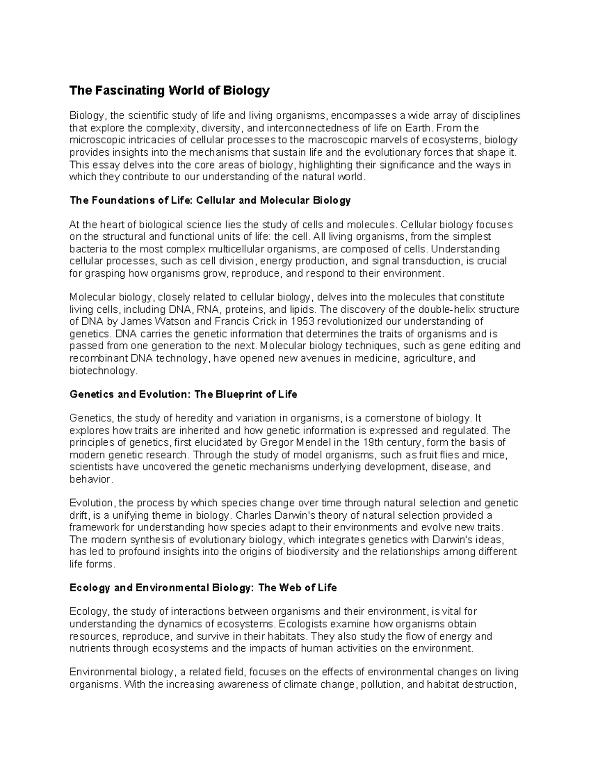 The Fascinating World of Biology - The Fascinating World of Biology ...