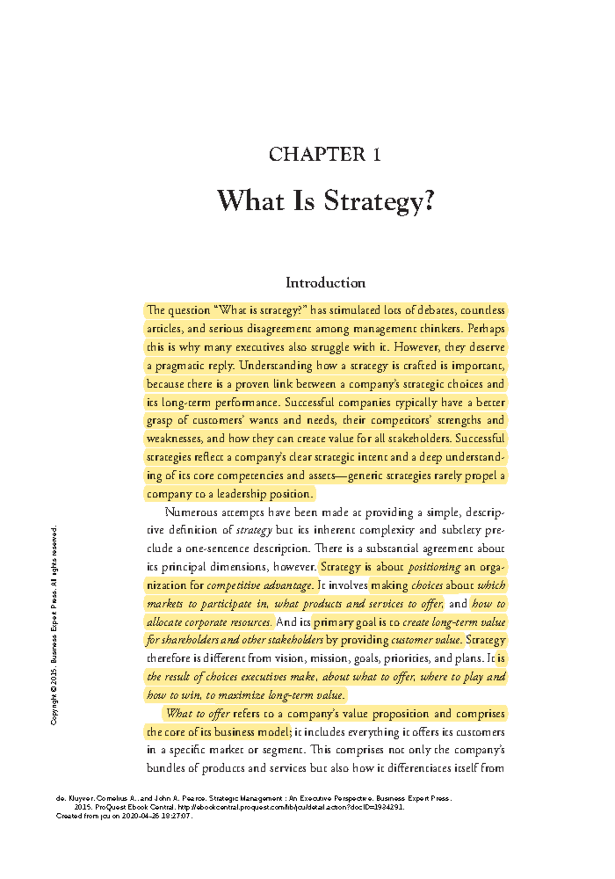 What is Strategy - assignment - CHAPTER 1 What Is Strategy ...