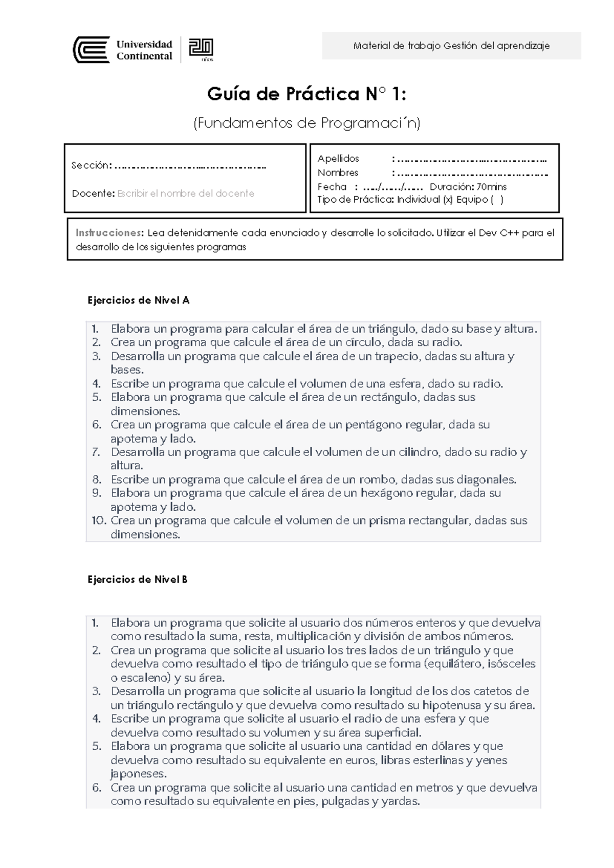 Semana 01 - Práctica - Material de trabajo Gestión del aprendizaje Guía ...